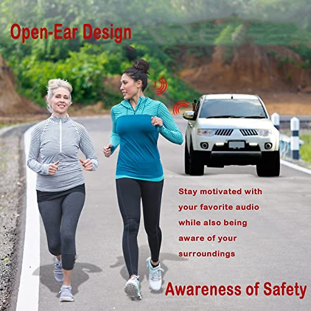 Wrap Around Over Open Ear Earbuds Bone Conduction Open Ear Headphones Running Sport Workout Wireless Earbuds with Earhooks Mic Gym Sports Ear Buds Running Workout Bluetooth Earbud