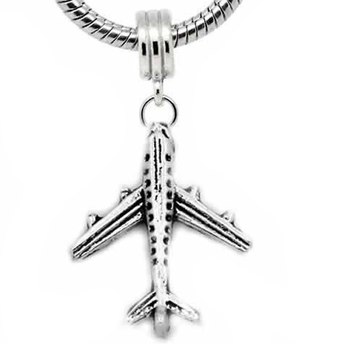 Airplane Charm Dangle Bead Spacer for Snake Chain Charm Bracelet