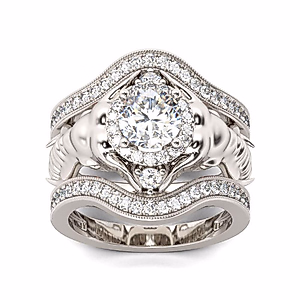 Jeulia 2.5 Carat Elephant Ring 3PC Wedding Ring Set for Women 925 Sterling Silver Round Cut Engagement Rings Cubic Zirconia Bridal Band Rings CZ Solitaire Promise Anniversary Rings for Her (7.5)