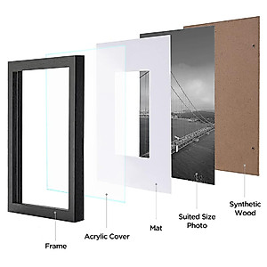 eletecpro 12x12 Picture Frames Black Set of 9, Wooden Square Frame Displays 8x8 with Mat and 12x12 without Mat, Poster Frame for Wall Hanging
