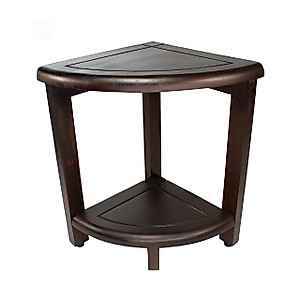 EcoDecors DecoTeak - Teak Snazzy Corner Shower Shelf - Shower Stool for Shaving Legs - Shower Foot Stool - Teak Shower Stool - Corner Shower Stool - Small Shower Stool