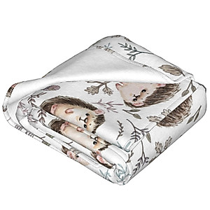 Hedgehog Gifts Flannel Throw Blanket Soft Lightweight Blankets for Girls Kids Women Hedgehog Lovers 50"X40"