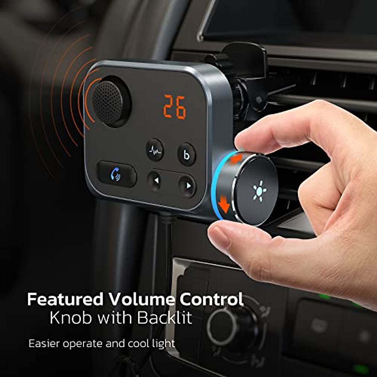 Nulaxy Bluetooth FM Transmitter for Car, Car Bluetooth Adapter W Air Vent Clip, Car Radio Bluetooth Hand-Free Call, QC3.0 Fast Charge, Noise Cancellation with Big Mic & Bass Boost, TF Card/AUX-KM21