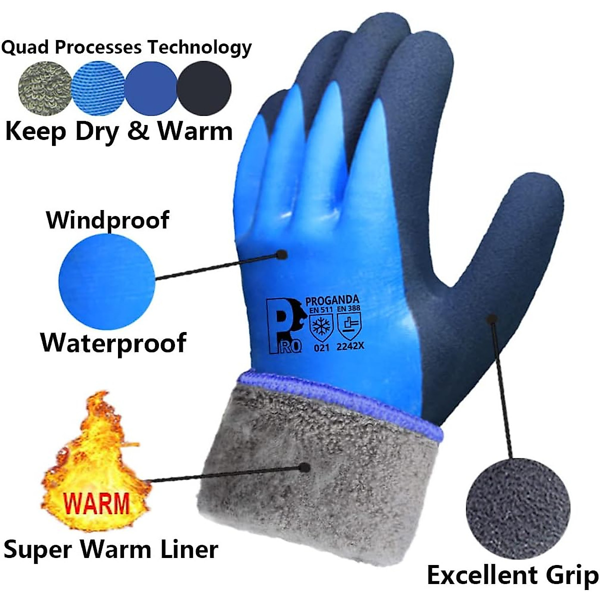 Waterproof Thermal Winter Work Gloves Fleece Liner Insulated Warm for Gardening Car Washing Fishing Outdoor