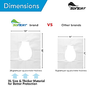 Disposable Toilet Seat Cover - 50 Count Large Flushable Paper Toilet Seat Covers for Travel, Kids Potty Training & Public Restrooms, Premium Paper Toilet Seat Liners, 5 Pack