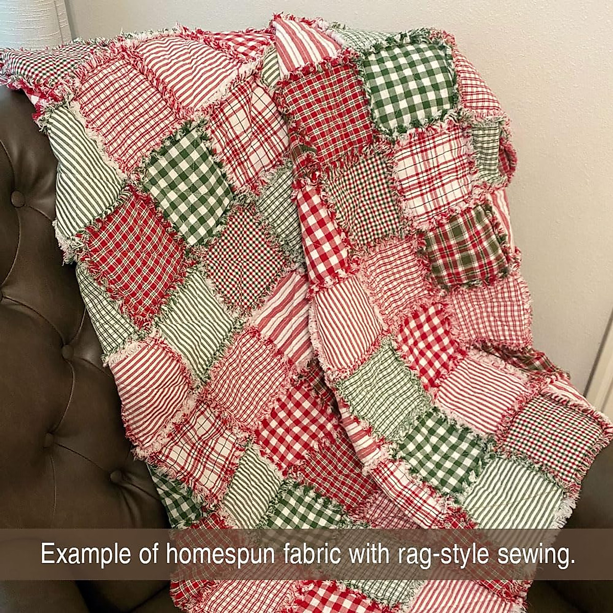 40+ Merry Christmas Charm Pack Red Green White, 5 inch Precut Cotton Homespun Fabric Squares by JCS