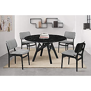 Armen Living Lima Wood Dining Accent Chairs Finish Fabric-Set of 2, 20" Wide, Black/Grey