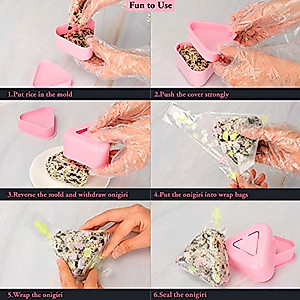 ChasBete Onigiri Mold And Wrappers Set, 2 Sushi Mold + 100 Disposable Onigiri Wrappers + Sealing Tapes For Rice Ball Maker/Onigiri Mold Wrapper