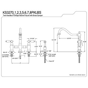 Kingston Brass KS3270PKLBS Duchess Bridge Kitchen Faucet, Matte Black