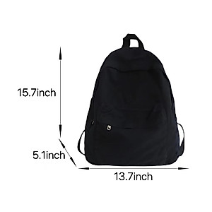 MININAI Vintage Aesthetic Canvas Backpack Preppy Backpack Japanese Harajuku Bag Fit 15.6” Laptop Travel Rucksack (Brown,One Size)