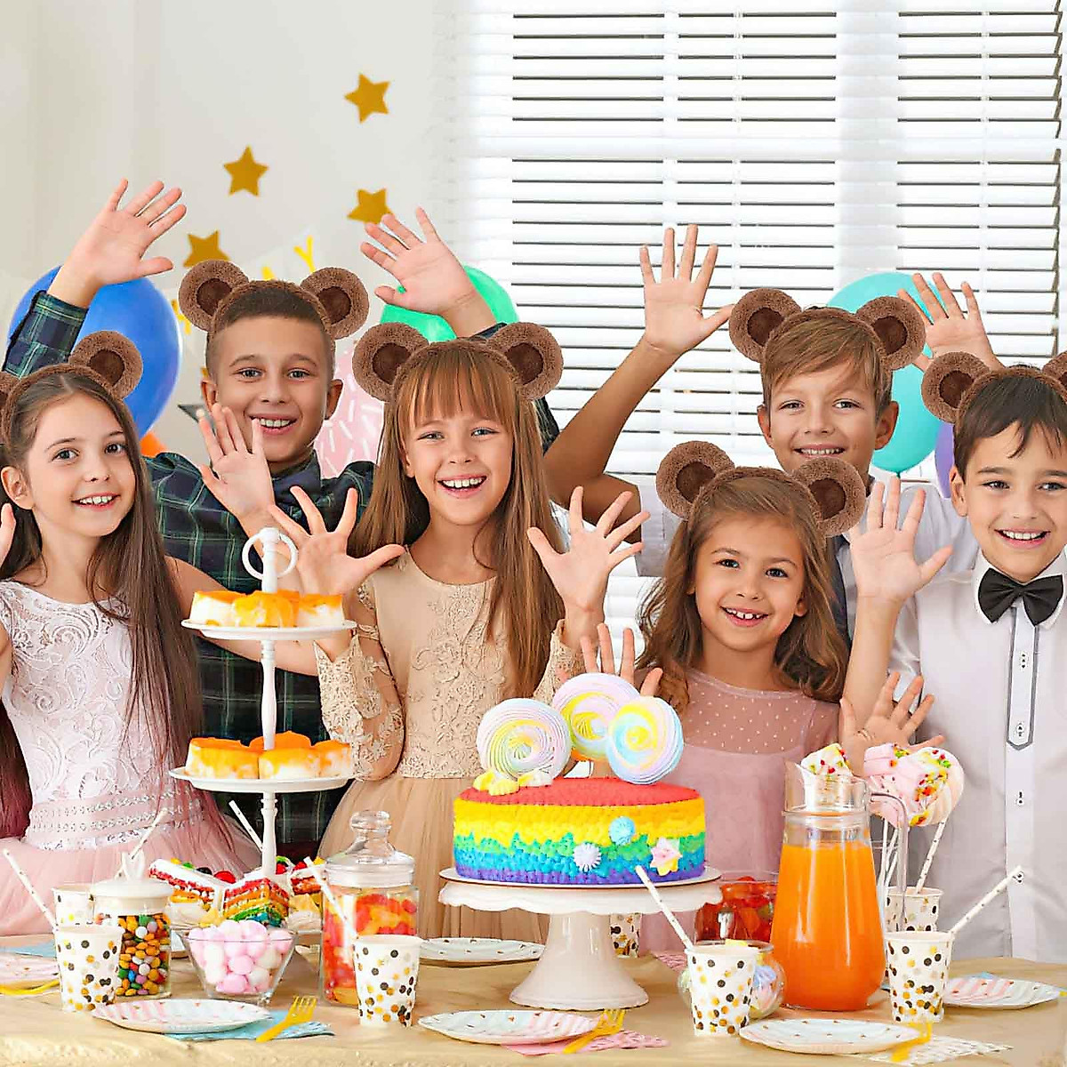 pagreberya Costume Headband, Animal/Birthday Theme, Bear and Monkey Ears Headband Fabric, Hand Wash Only, SPTA134, One Size Fits All, children, adults, partygoers