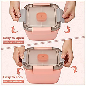 2 Pack Salad Lunch Container To Go,Large BPA-Free Salad Container,52 Oz Salad Bowl,3 Compartment Tray with Dressing Container,Leak Proof Salad Lunch Box Bento Box with Smart Lock for Lunch Food Snack…