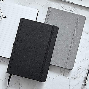 2 Pack Dotted Notebook Journal, Dot Grid Notebook and Journal Hardcover Thick Paper A5 with Inner Pocket, 96 Sheets/192 Pages per Notebook, 5.8“×8.2” Inch (Black, Dotted)
