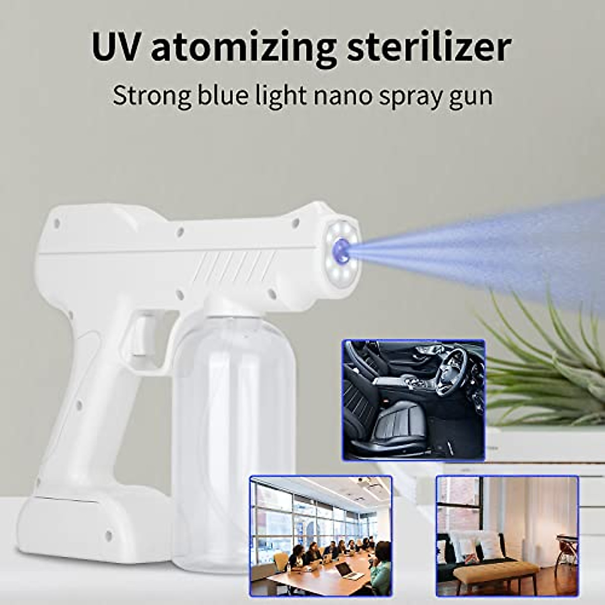 Disinfectant Cordless Gun, Handheld Rechargeable Nano Atomizer 27oz Large Capacity Electric Sprayer Nozzle Adjustable Fogger for Home, Office, School or Garden