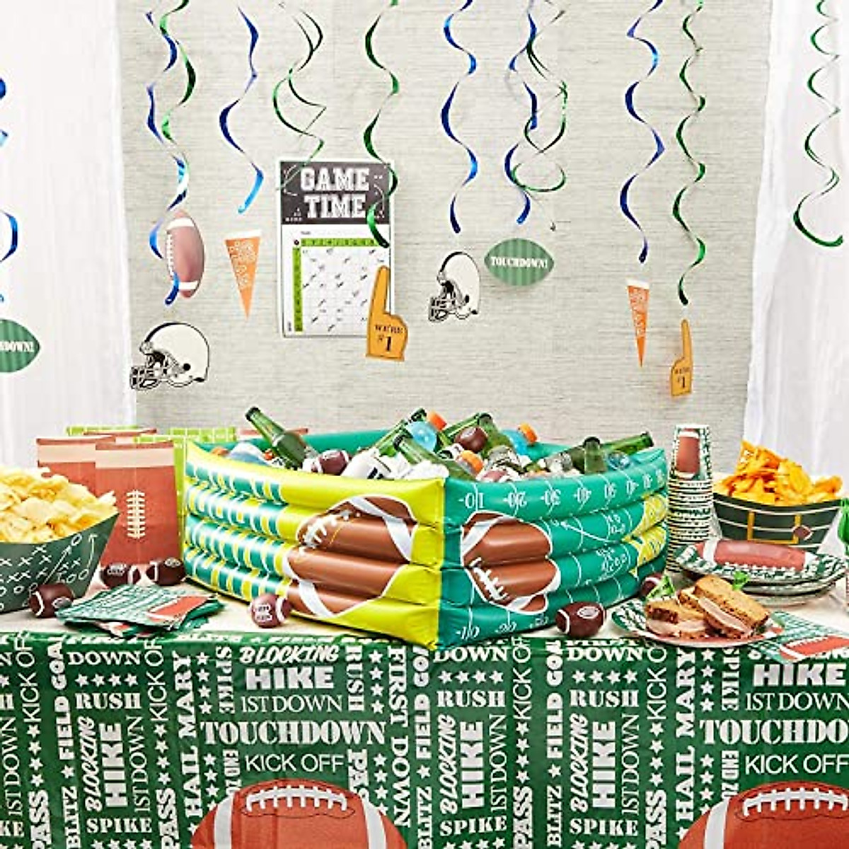 Football Plastic Tablecloth for Game Day Party (Green, 3 Pack)