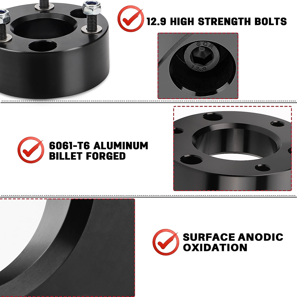 3 inch Front 2 inch Rear Leveling Lift Kits for 2009-2024 Ram 1500 4WD 4X4 Only, 3 Inch Front Strut Spacers and 2 Inch Rear Lift Spacers for Ram 1500