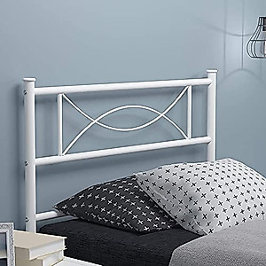 GIME Twin Bed Frames with headboard for Girls Boys Adults Teenagers, Twin Size Bed Frame Single Platform Beds with Storage for Student, Easy Assembly, No Box Spring Needed, White
