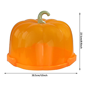 DIIRPPR 10 Inch Pumpkin Style Cake Carrier Keeper Stand with Handles and Lids Container for Transport Cake Holder Tray with Cover Round Cupcake Storage Kitchen Cooking Box ，Suitable for Halloween