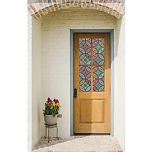 Stained Glass Window Film Privacy Decorative Tinting Film for Home Frosted Bathroom Window Coverings Static Cling Non-Adhesive