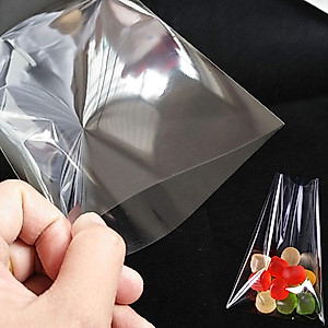 Cellophane Treat Bags 100 Pcs Clear Cello Candy Cookie Lollipop Bakery Dessert Cello Flat Goodie Bag with 100 Twist Ties Resealable 3" x 4"