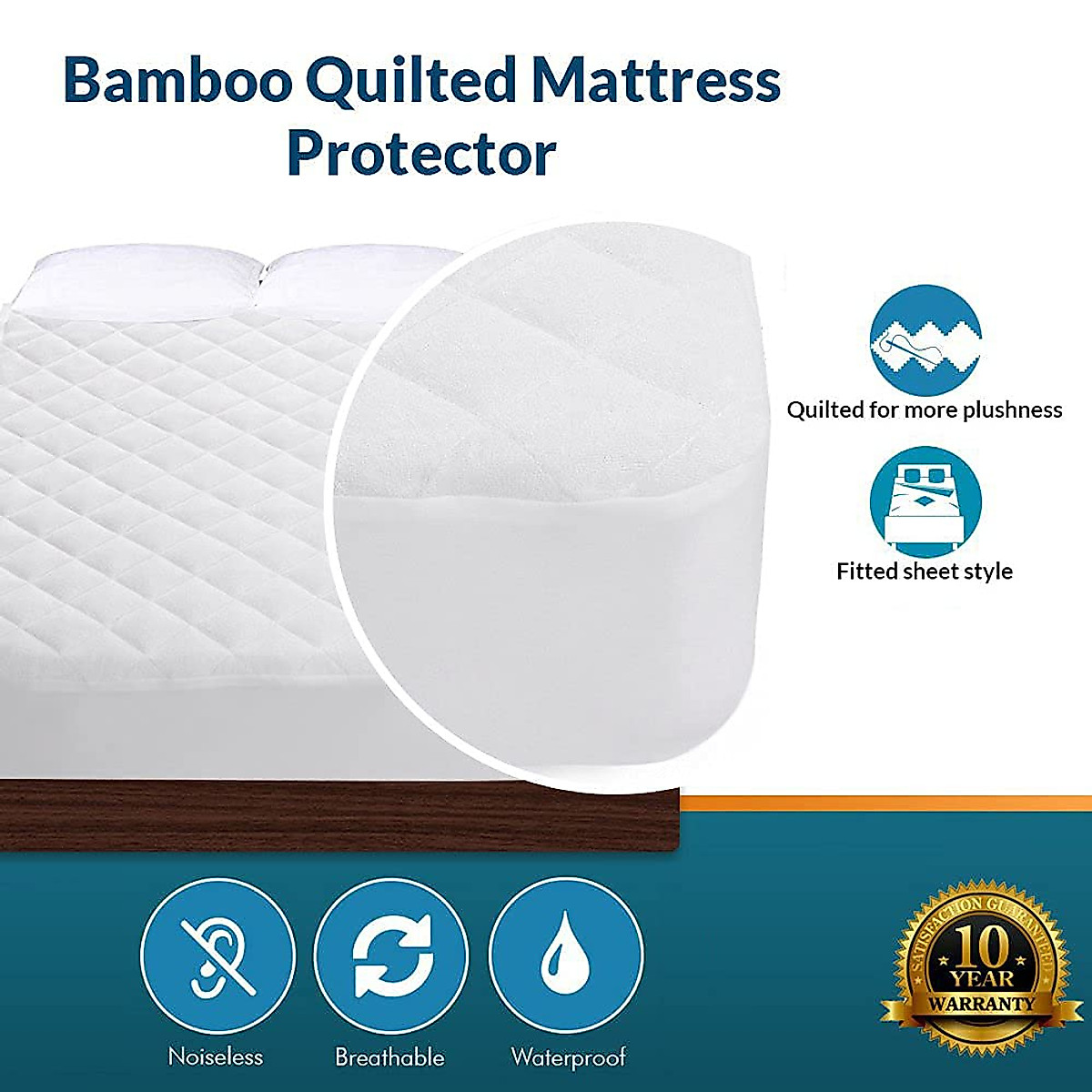 Mini Crib Mattress Protector 100% Waterproof, Noiseless – Viscose Made from Quilted Ultra Soft White Terry Fitted Sheet Style (27”X39”)