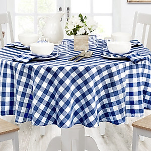 Home Bargains Plus Country Rustic Buffalo Plaid Blue Bundle Including Table Runner, Placemats, and Napkins