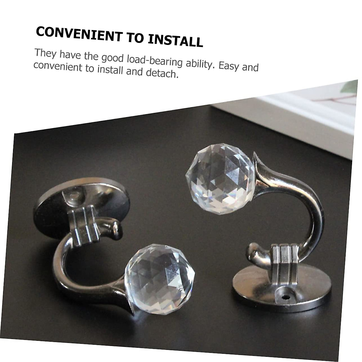 VOSAREA Set of 2pcs Aluminium Alloy Window Curtain Hooks Decorative Home Curtain Supplies Easy to Use Match Shower Curtain Living Room/Bedroom Decorations