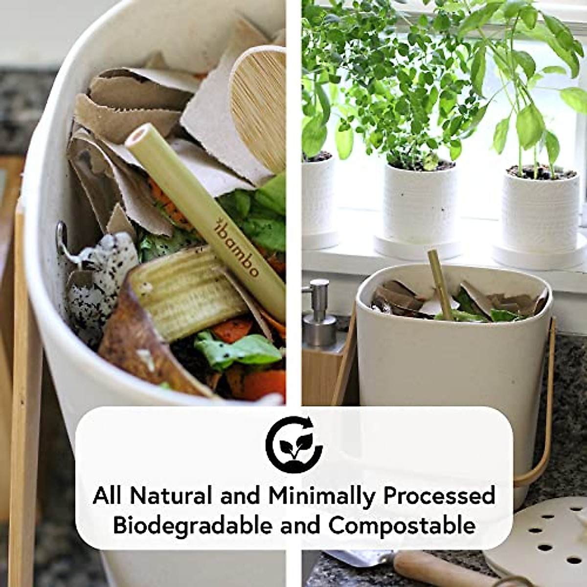 Ibambo 10 Pack Natural Bamboo Straws - Ecofriendly Reusable Straws, 8 inch Biodegradable Straws, Compostable Straws with Straw Cleaner, Bamboo Reusable Straws Alternative to Plastic Disposable Straws