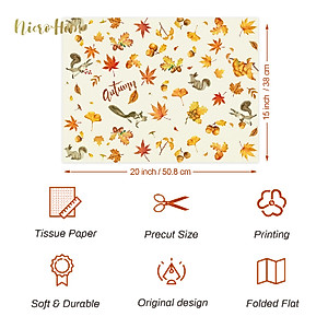 NICROHOME 24 Sheets Gold Orange Fall Colored Tissue Paper, Yellow Autumn Thanksgiving Wrapping Paper for Pumpkin Gift Bags Packaging Crafts Wedding Baby Bridal Shower Birthday Decorations（15 x 20Inch）