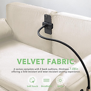 UPYOOE 63" Sofa Bed Queen Size, Pull Out Sofa Bed, 3-in-1 Convertible Sleeper Sofa with Phone Holder USB, Modern Velvet Futon Couch for Living Room, Small Space, Apartment, Bedroom, Beige