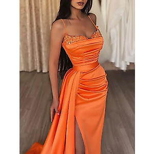 Princess Glitter Prom Dresses for Women with Train Mermaid Sequin Ruffled Satin Evening Formal Gowns Wisteria Size 8