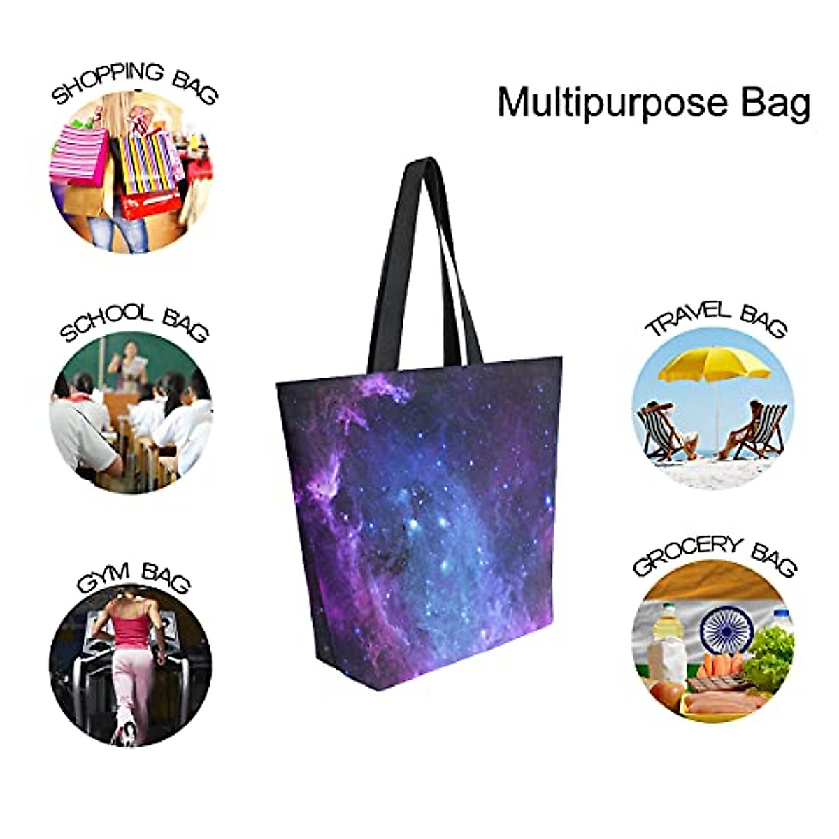 Top Handle Handbags 96 Shoulder Tote Bag Universe Galaxy Nebula Space Tote Washed Canvas Purses Bag for Women Girls