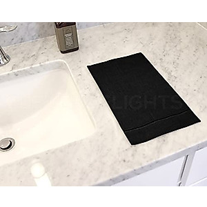 CleverDelights Black Linen Hemstitched Hand Towels - 6 Pack - 14" x 22" - Fingertip Towel