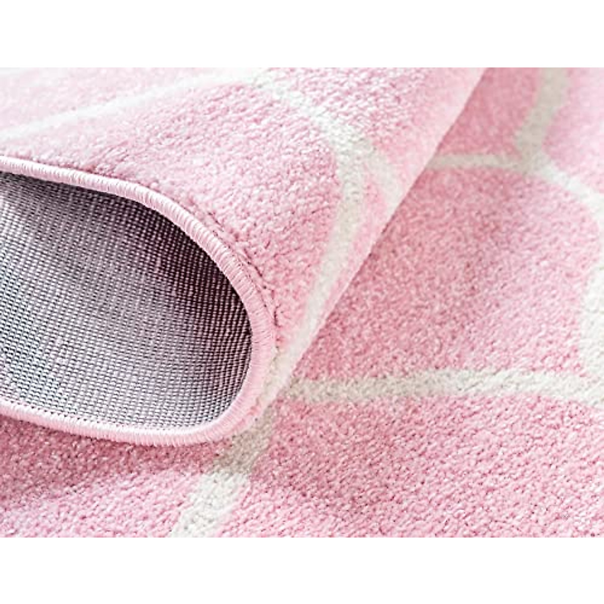 Unique Loom Trellis Frieze Collection Area Rug - Rounded (3' Square, Light Pink/ Ivory)