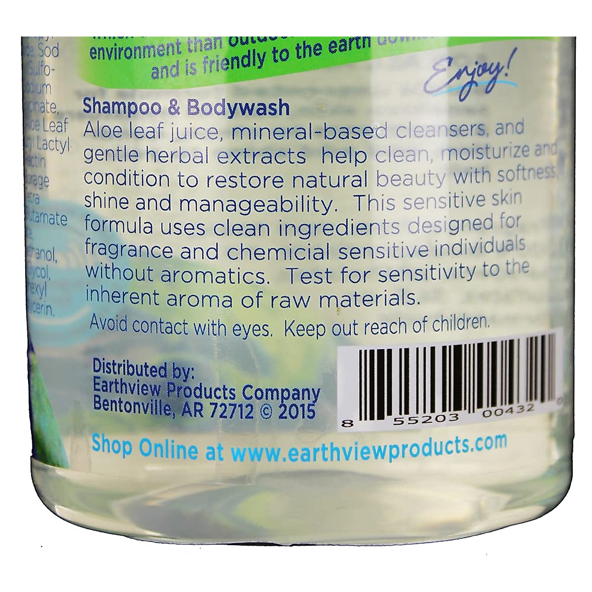 Earthview Fragrance Free Shampoo & Bodywash, 8 Fl Oz, All Hair Types- Designed for Environmental Sensitivities (MCS, EI, MI, Sulfate free, SLS free, Sensitive Skin, Unscented, Free & Clear, Naturally Derived, Eco-Friendly, Hypoallergenic)