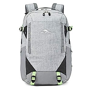 High Sierra Takeover Kids/Adults Backpack with Laptop Pocket, Drop Protection Pocket, Tablet Sleeve, and 360 Reflectivity, Silver/Neon Mint