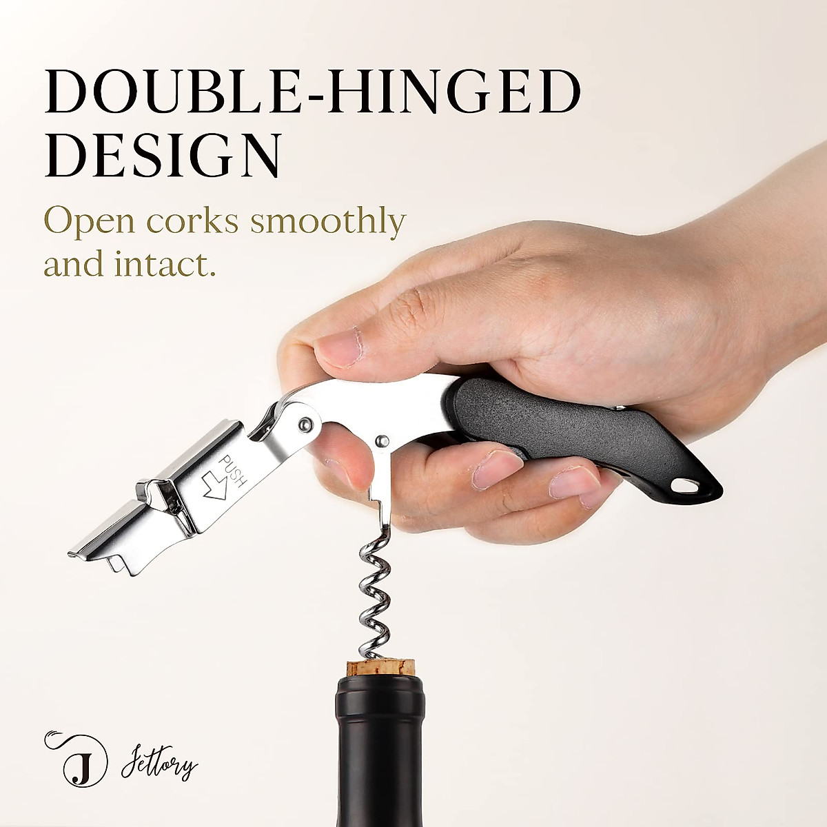 Jettory Wine Opener, Premium Waiters Corkscrew w/Foil Cutter & Cap Remover for Wine Bottle, Sturdy Stainless Steel Wine Key for Servers Waiters and Home Use