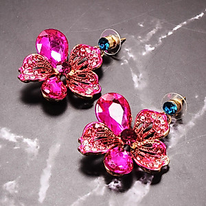 Yuhuan Women Costume jewelry Crystal Statement Necklace and Earrings Sets Chunky Jewelry Set (Style1)