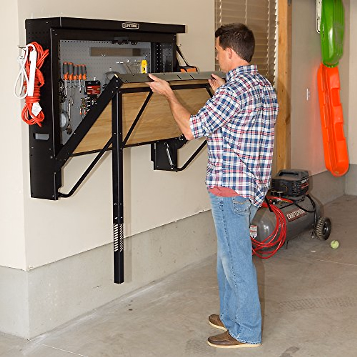 Lifetime Products Wall Mounted Work Table, 4', Wood Varnish