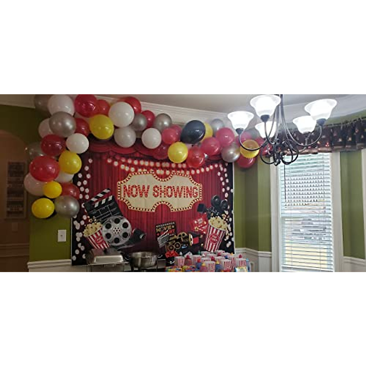 BINQOO 7x5ft Movie Night Backdrop for Birthday Party Movie Theme Now Showing Red Carpet Photography Backdrop and Studio Props Movie Party Ceremony Dress-up Awards Parties Photo Photography Background