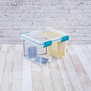 Sterilite 32 Quart Clear Plastic Stacking Storage Container Box with Latching Lid (4 Pack)