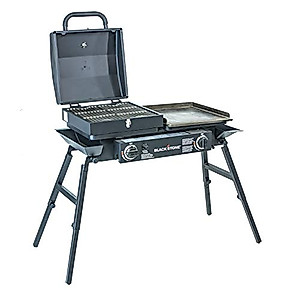 Blackstone Tailgater Stainless Steel 2 Burner Portable Gas Grill and Griddle Combo Total 35,000 BTUs for Indoor or Backyard, Outdoor, Patio, Picnic, Garden Cooking