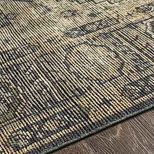 Hauteloom Huntspill Wool Living Room, Bedroom Area Rug - Traditional - Black, Charcoal, Peach - 8' x 10'