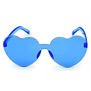 MAXJULI Heart Sunglasses for Women Baby Girl,Hot Party Neon Shades UV Protection (Translucent Blue)