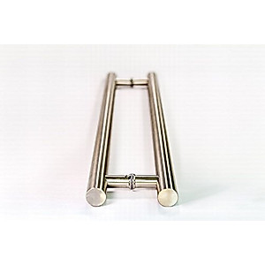 12 Inch Round Shape Bar Stainless Steel Modern Contemporary Entry Door Handle Bar Ladder Pull Shower Glass Sliding Barn Door Entrance Kitchen Interior Exterior Door Pull Push Brush Nickel Satin Finish