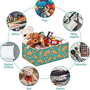 visesunny Closet Baskets Sea Fish Storage Bins Fabric Baskets for Organizing Shelves Foldable Storage Cube Bins for Clothes, Toys, Baby Toiletry, Office Supply