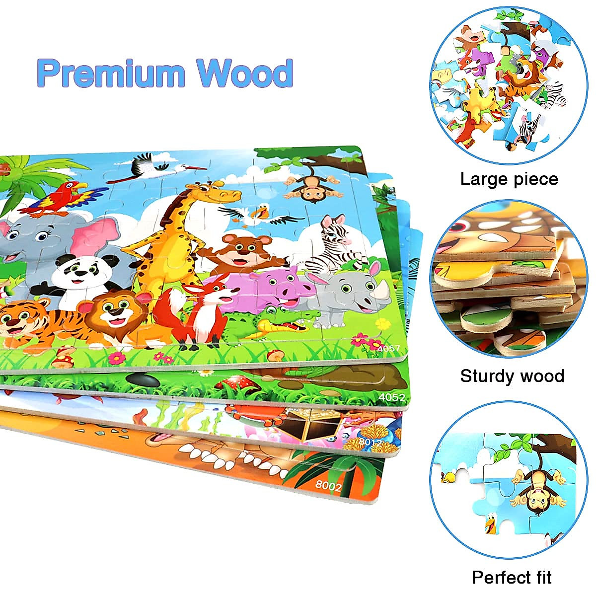 Puzzles for Kids Ages 4-6 6-8 Year Old,40 Piece Colorful Wooden Puzzles for Toddler Children Learning Educational Puzzle Set Toys for Boys and Girls (4 Puzzles)