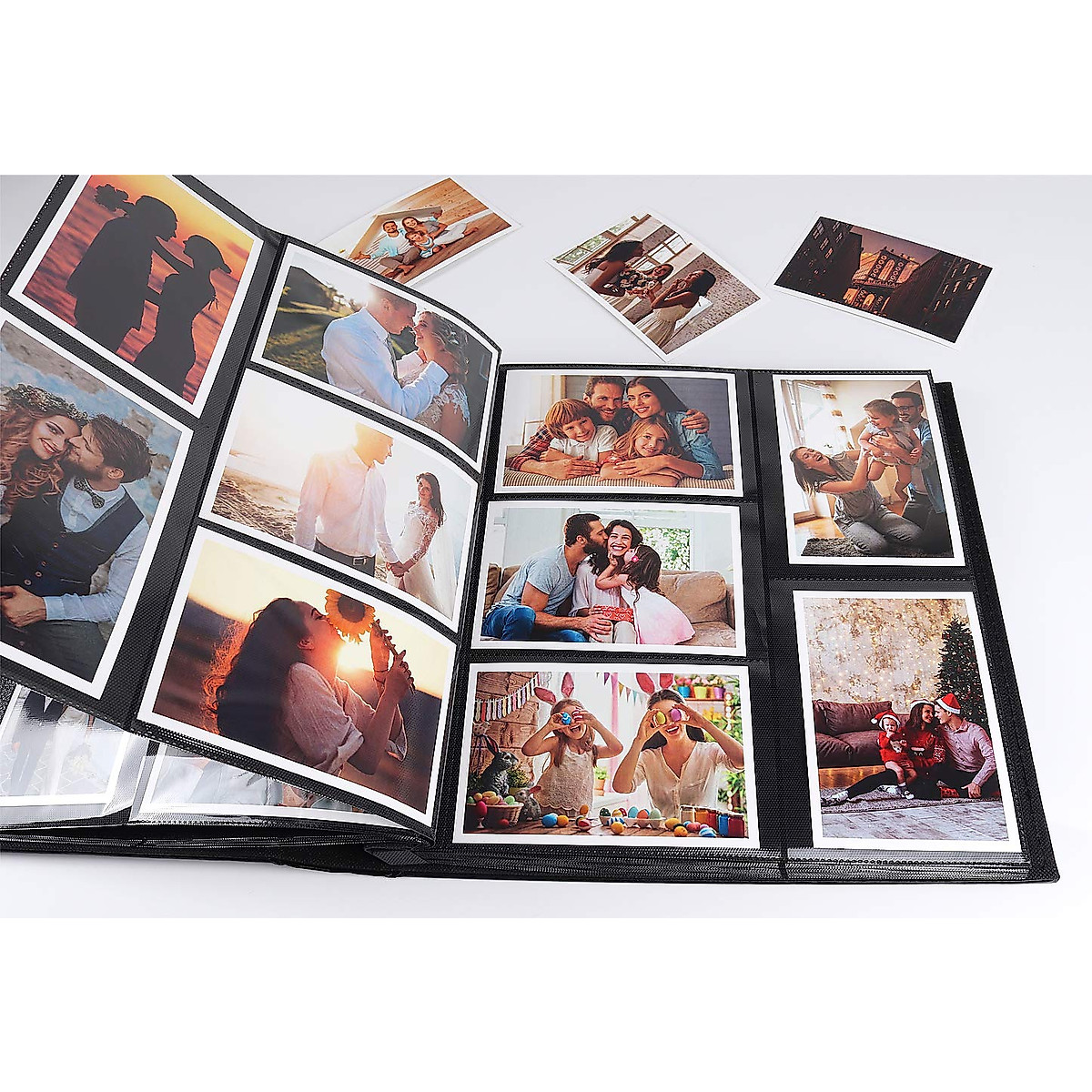 RECUTMS Photo Album 4x6 600 Photos Black Pages Large Capacity Leather Cover Wedding Family Photo Albums Holds 600 Horizontal and Vertical Photos (Black)