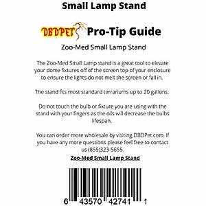 Small 10-20 Gallon Reptile Lamp Stand - Includes Attached DBDPet Pro-Tip Guide | Keep Your Reptile's Lights Safe by Hanging Them Above The cage!