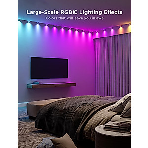 Govee RGBIC String Downlights, Smart LED String Lights Works with Alexa, Color Changing Indoor Wall Light Fixture for Party, New Year & Daily, Music Sync, 9.8ft with 15 LEDs, White